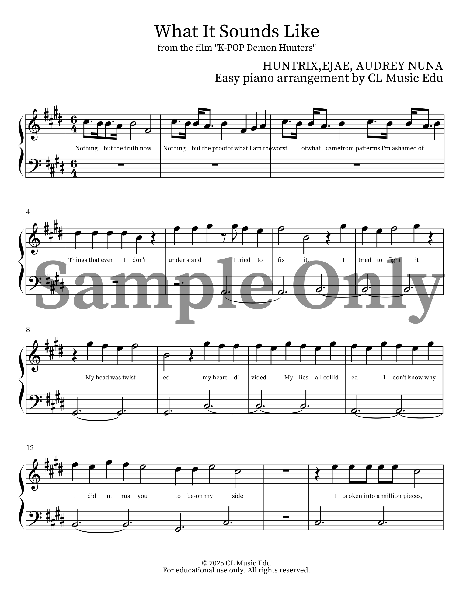 "What It Sounds Like" - Easy Piano Sheet Music | KPOP Demon Hunters ...