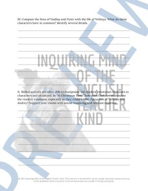 "At Christmas Time" by Anton Chekhov Analysis Worksheet | World ...