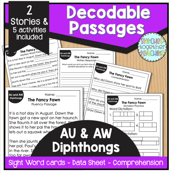 AU and AW Diphthongs Decodable Reading Passages for Orton Gillingham ...