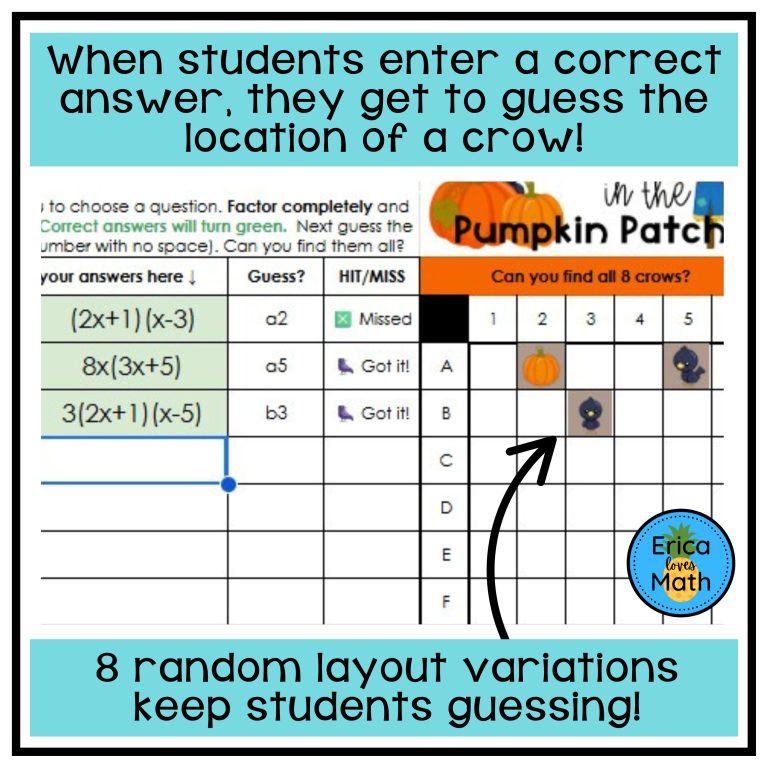 Factoring Quadratic Equations Self-Checking Digital Activity for Fall ...