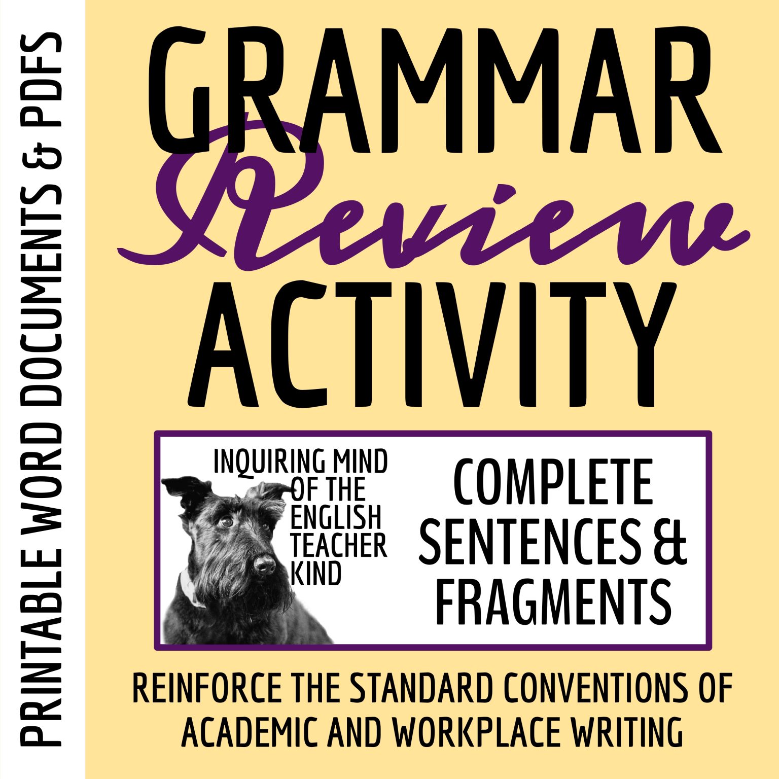 Grammar Practice Review Worksheet on Complete Sentences and Fragments ...