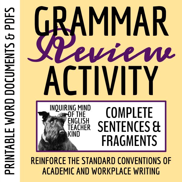 Grammar Practice Review Worksheet on Complete Sentences and Fragments ...