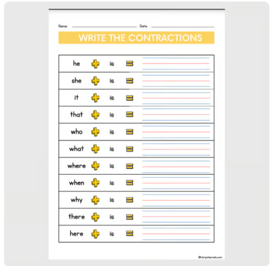 Master Contraction practice with NOT worksheet bundle | Made By Teachers