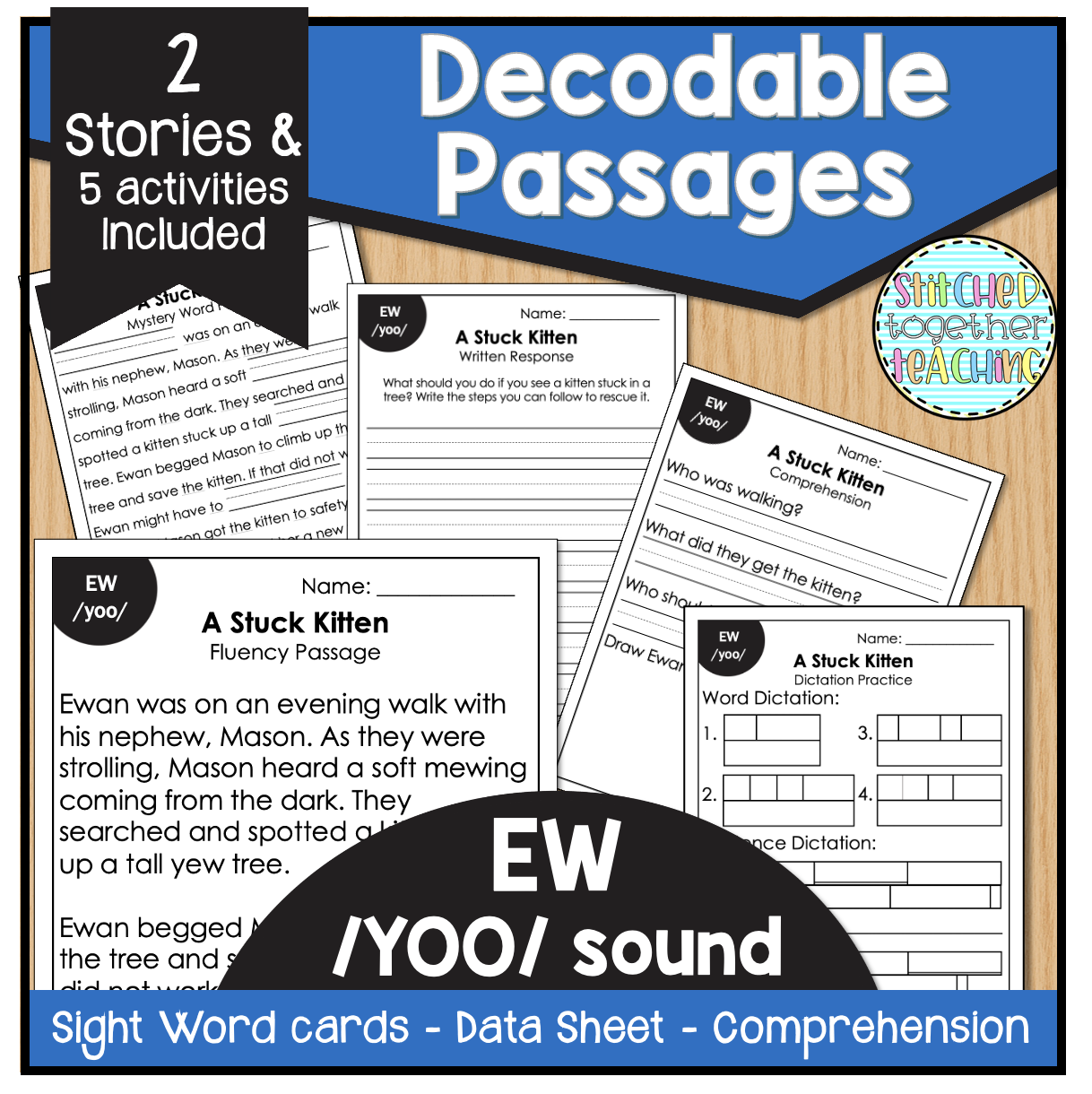 Decodable Reading Passages Diphthong EW YOO sound for Orton Gillingham ...