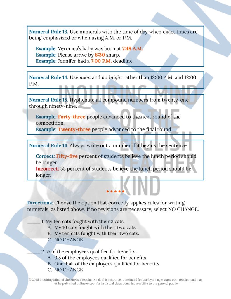 High School Grammar Review Worksheet on Writing and Hyphenating ...