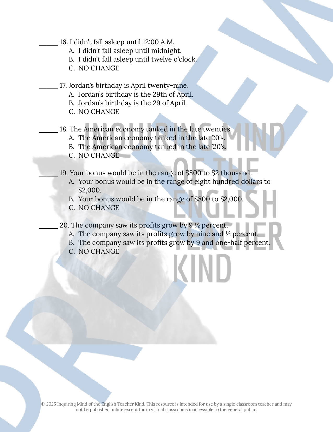 High School Grammar Review Worksheet on Writing and Hyphenating ...