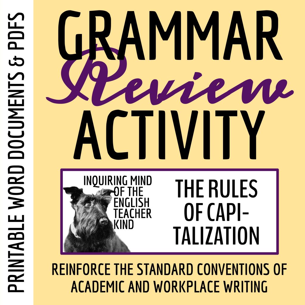 Grammar Review Practice Worksheet on Capitalization Errors | High ...