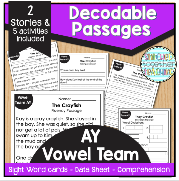 AY Vowel Team Decodable Reading Passages using Orton Gillingham and SOR ...