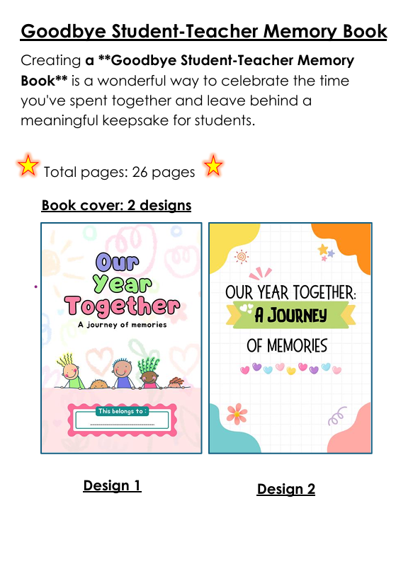 Goodbye Student-Teacher Memory Book Thank you gift Goodbye gift book ...