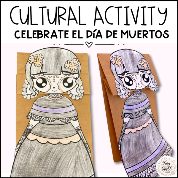 Dia De Muertos La Catrina Paper Bag Puppet Craft | Day of the Dead Girl ...