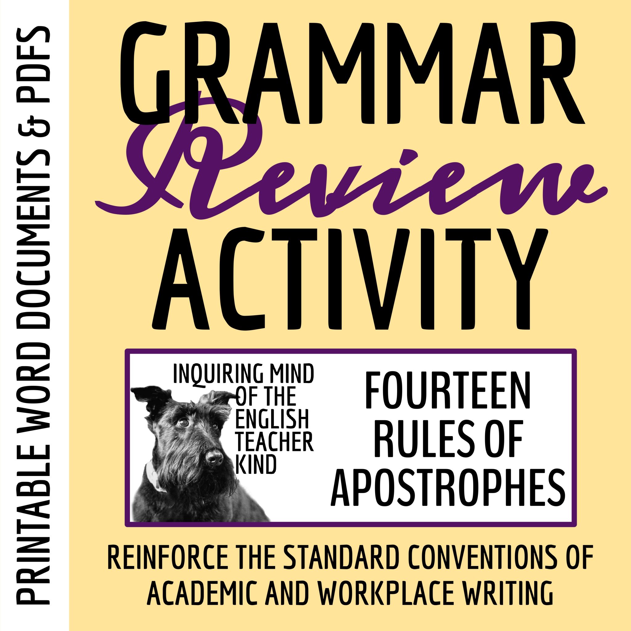 High School Grammar Review Practice Worksheet on Apostrophe Usage with ...