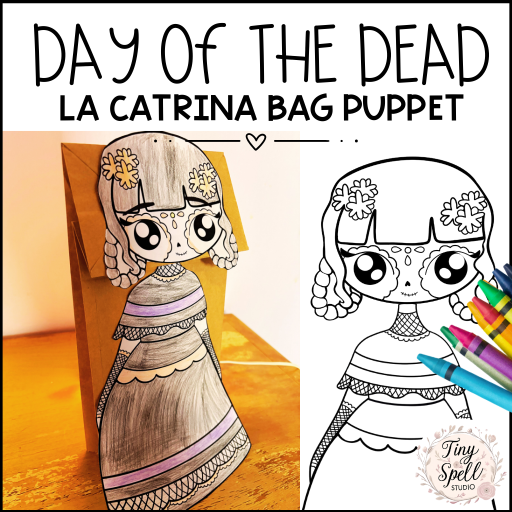 Dia De Muertos La Catrina Paper Bag Puppet Craft | Day of the Dead Girl ...