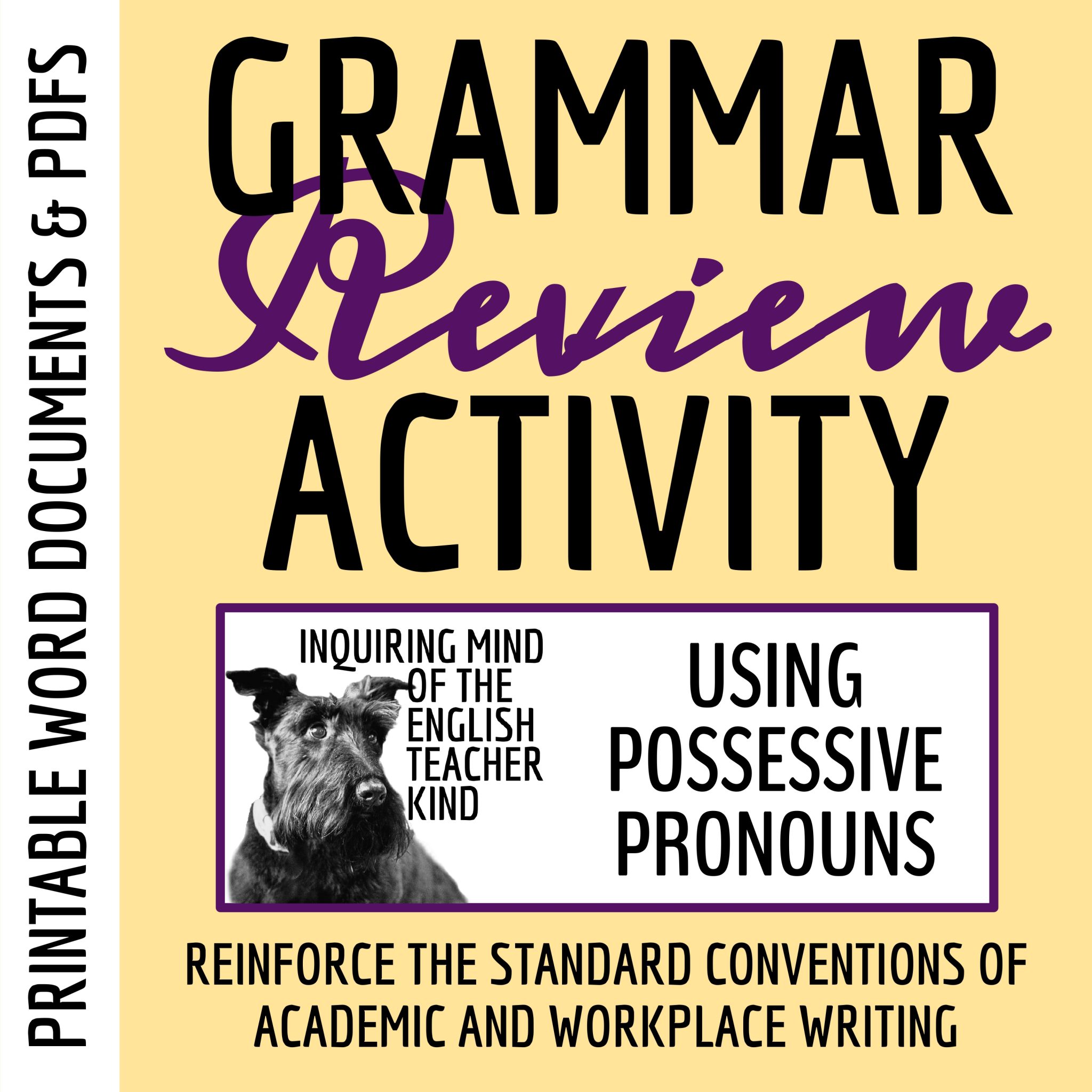 Grammar Review Worksheet on Possessive Pronouns | High School English ...