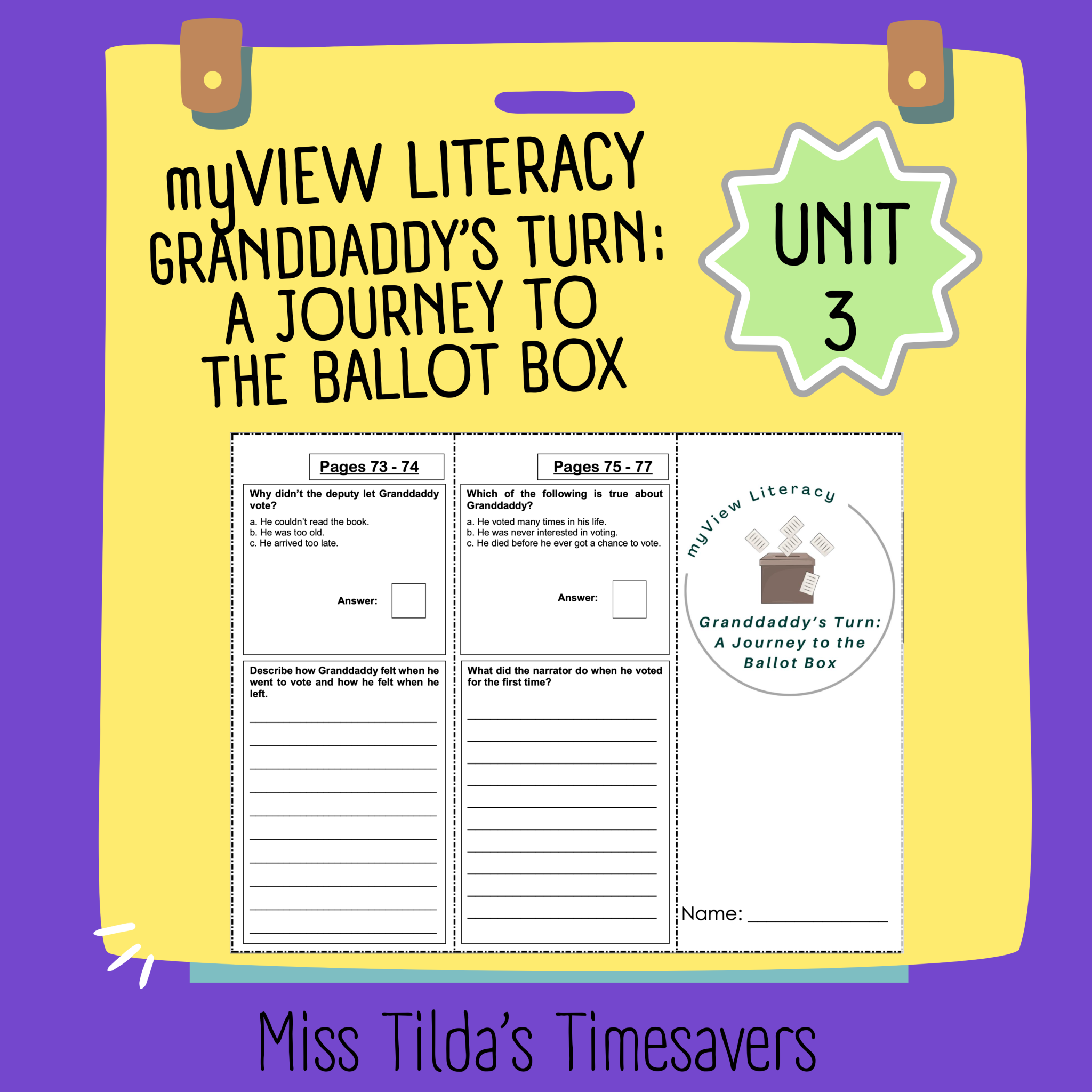 Granddaddy's Turn: A Journey to the Ballot Box - Grade 3 myView ...