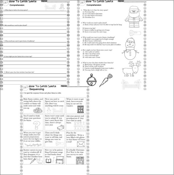 How to Catch Santa Christmas Reading Quiz Tests & Story Sequencing ...