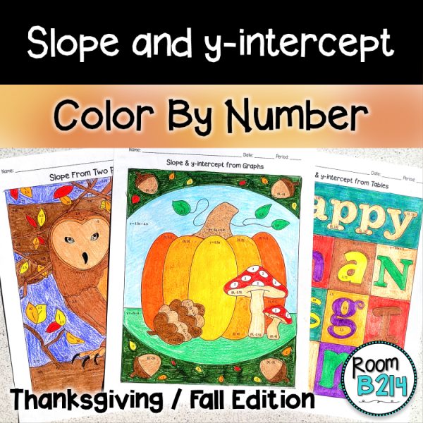 Slope and y-intercept Thanksgiving and Fall Color by Number | Made By ...