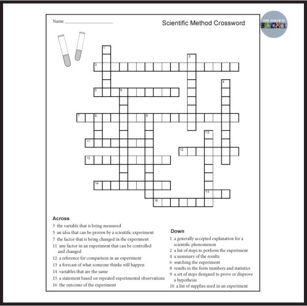 Scientific Method Worksheet Activity Crossword Puzzle | Made By Teachers