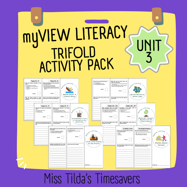 Grade 3 myView Literacy Activity Pack - Unit 3 | Made By Teachers