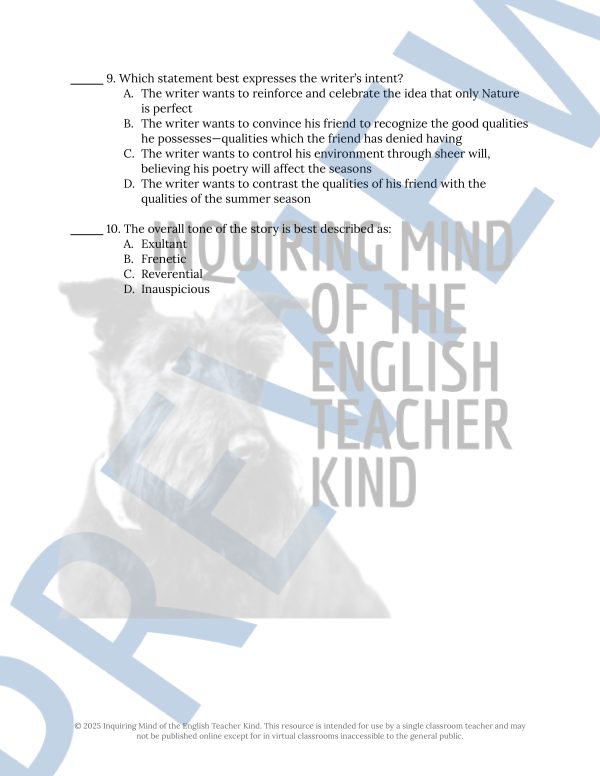 Shakespeare's Sonnet 18 Close Reading Worksheet | High School Poetry ...