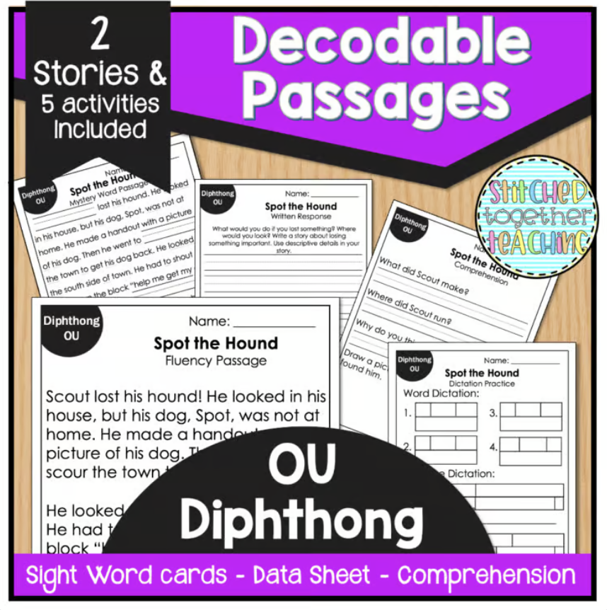 Decodable Reading Passages Diphthong AU Orton Gillingham and Science of ...