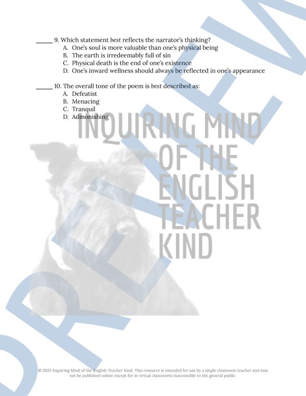 Shakespeare's Sonnet 146 Close Reading Worksheet | High School Poetry ...