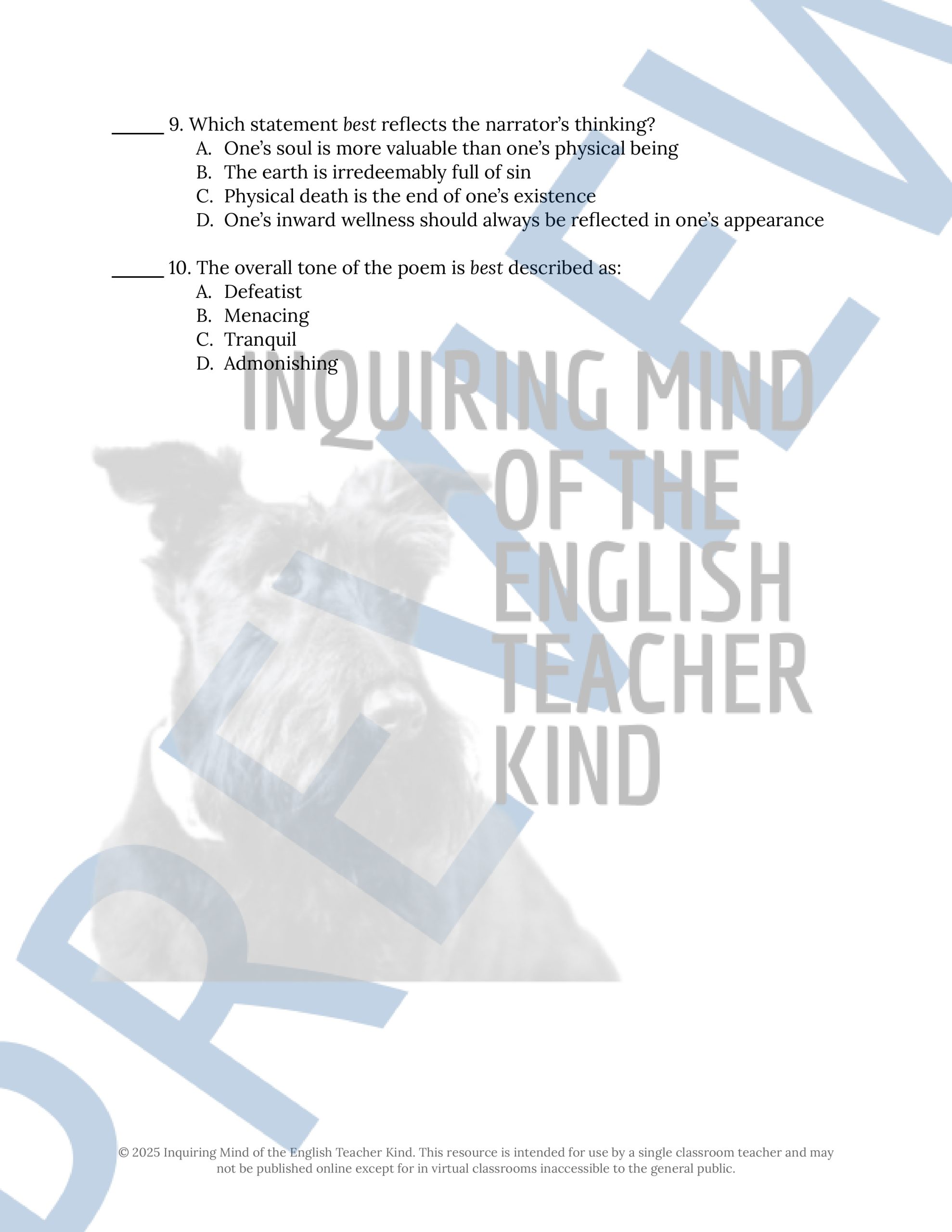 Shakespeare's Sonnet 146 Close Reading Worksheet | High School Poetry ...