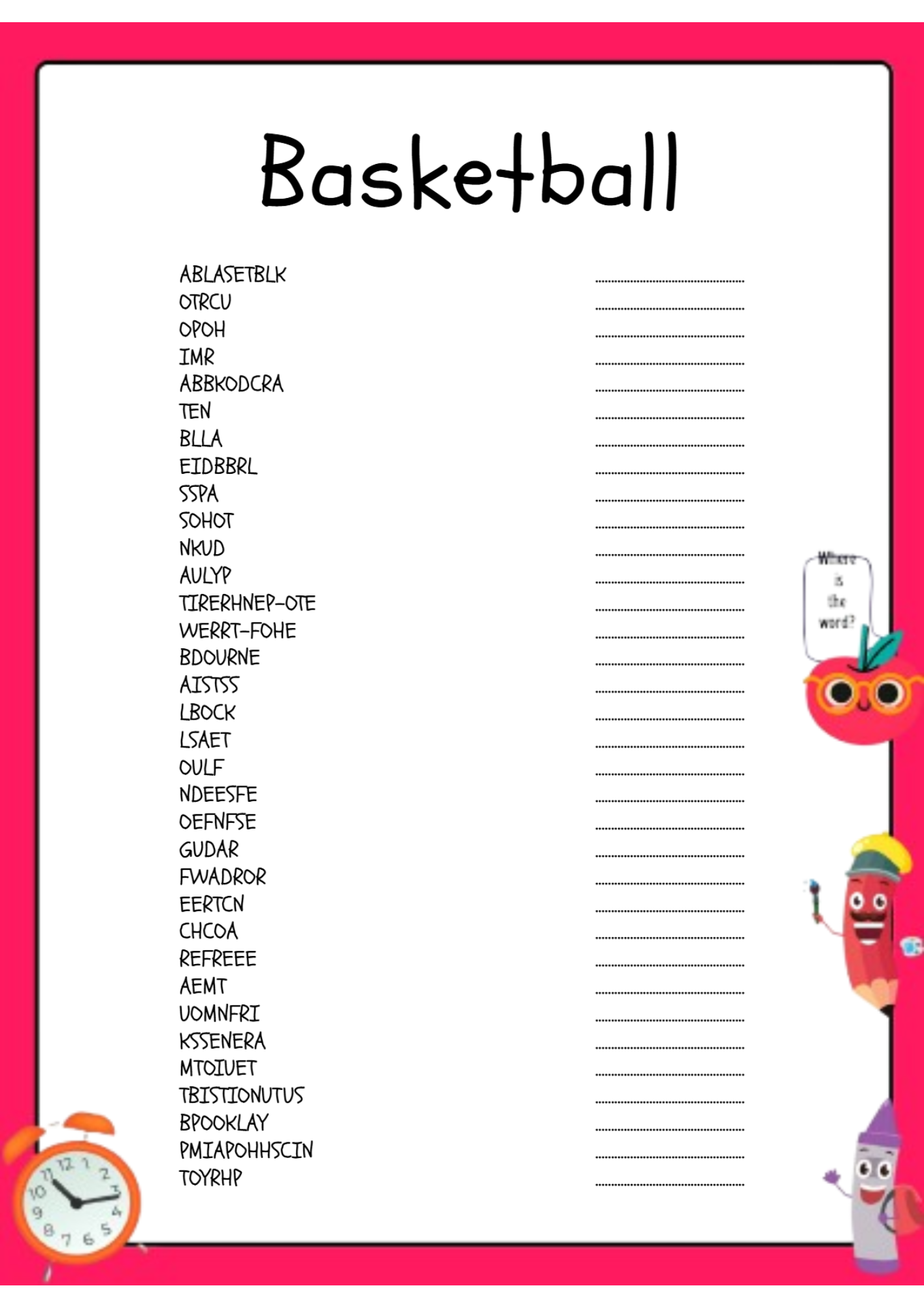 The League of Letters Word Scramble Activity Worksheet | Made By Teachers