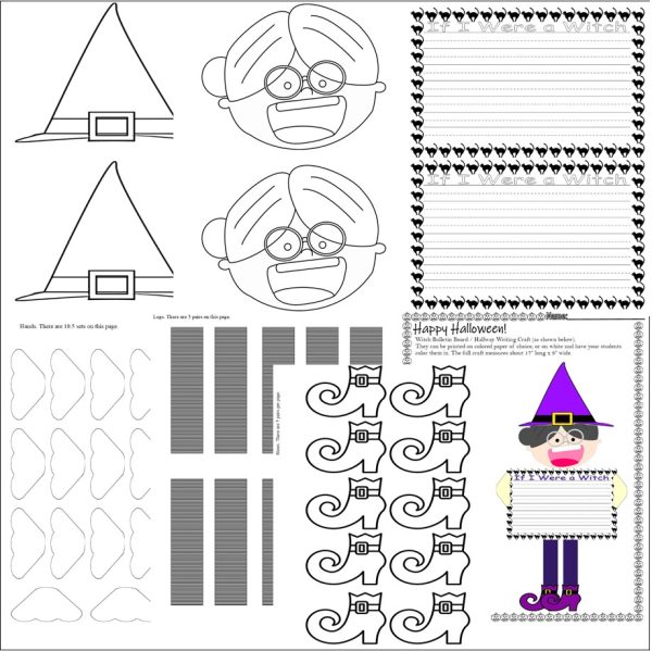 Halloween Witch Writing Prompt Bulletin Board Craft Art Activity NO ...