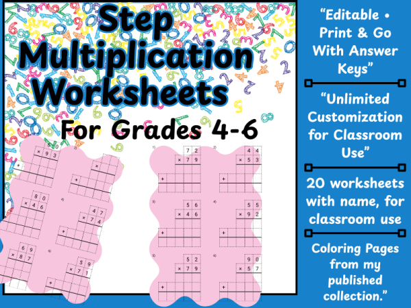 STEM Step Multiplication Worksheets For Grades 4-6, helps students ...