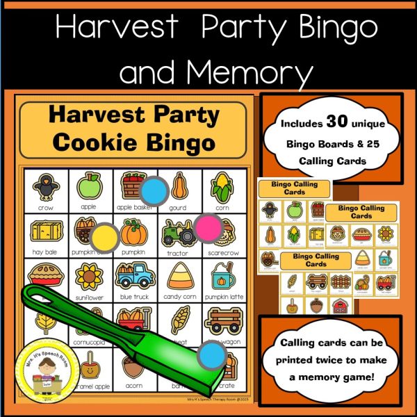 No Prep Fall Bingo Game | Autumn Harvest Classroom Party Activity |No ...