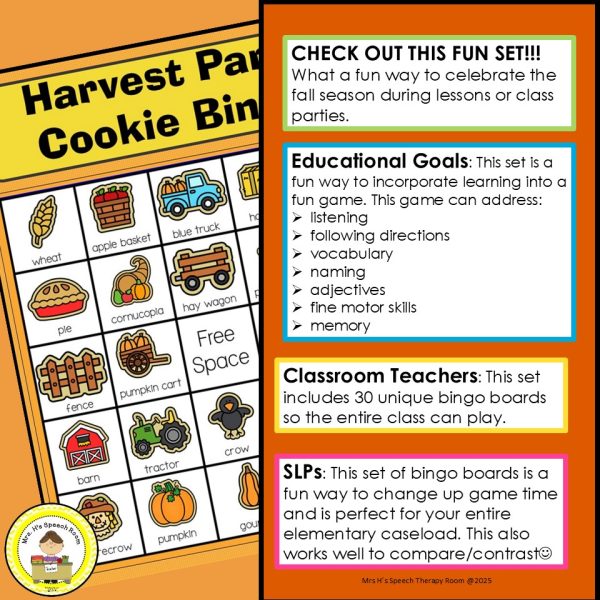 No Prep Fall Bingo Game | Autumn Harvest Classroom Party Activity |No ...