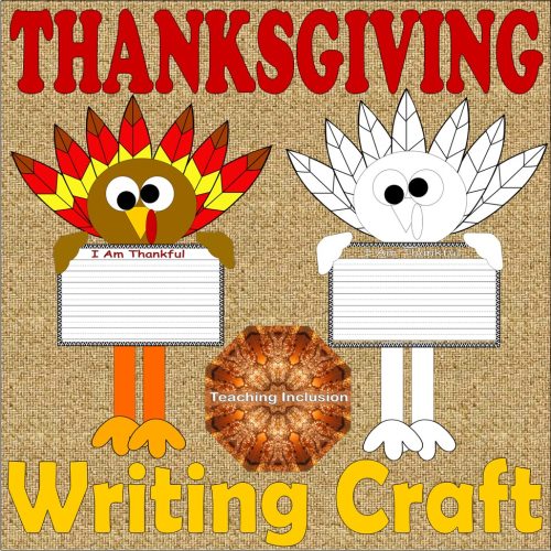 Thanksgiving Turkey THANKFUL Writing Bulletin Board Craft Art Activity ...