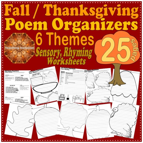 Fall Thanksgiving Poem Graphic Organizers Writing Templates Rhyming ...