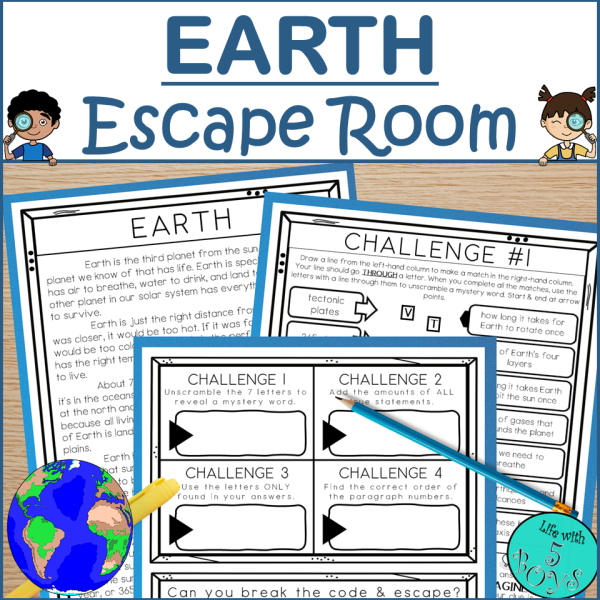 Earth Escape Room - Reading Comprehension Activities for Planet Earth ...
