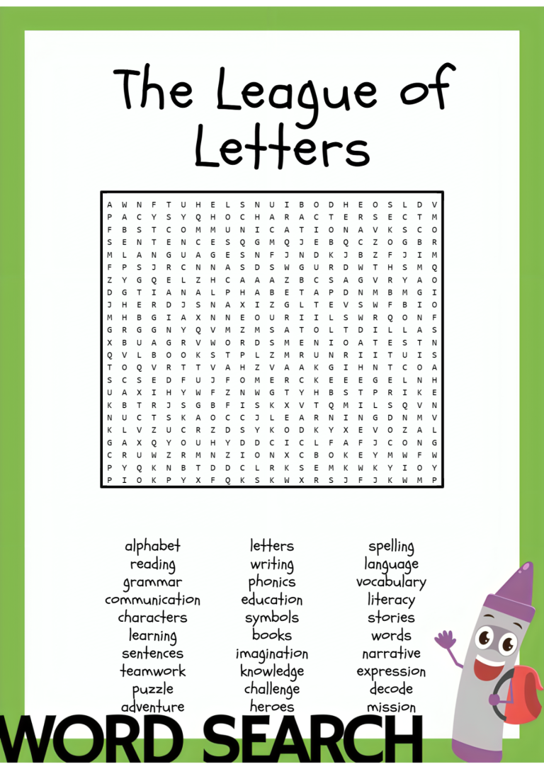 The League of Letters Word Search Activity Puzzle Worksheet | Made By ...