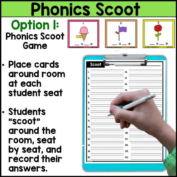 Phonics Scoot Long O (CVCe) Scoot Write the Room Task Cards Center ...