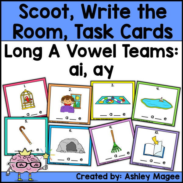 Phonics Scoot Long A Vowel Teams AI AY Scoot Write the Room Task Cards ...