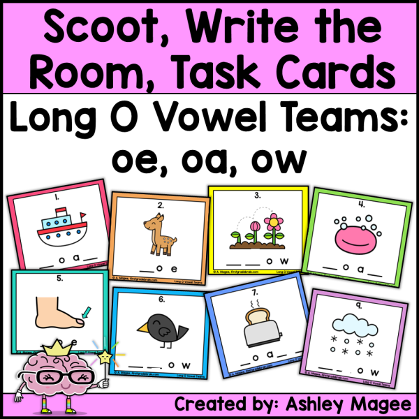 Phonics Scoot Long O Vowel Teams OA OW OE Scoot Write the Room Task ...