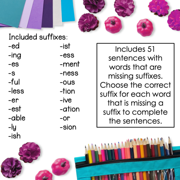 Morphology Fall Color By Code for 21 Suffixes Orton Gillingham SOR ...