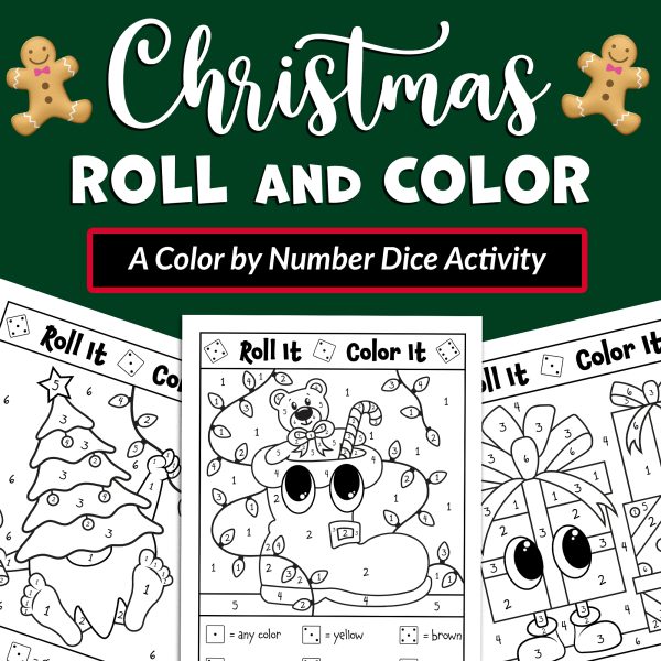 Christmas Roll and Color: Winter Coloring Pages, Math Dice Game | Made ...