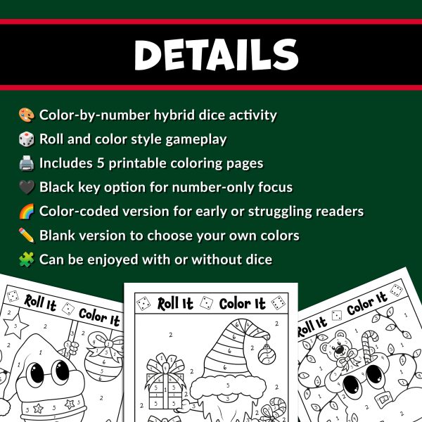Christmas Roll and Color: Winter Coloring Pages, Math Dice Game | Made ...