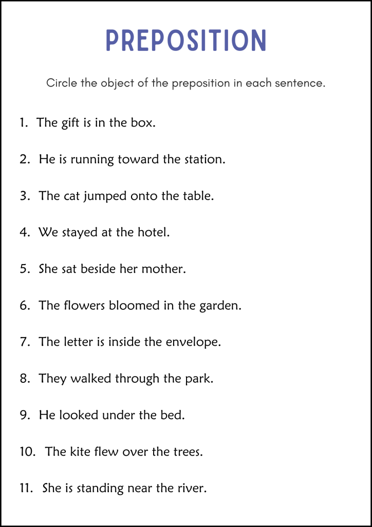 Prepositions and Prepositional Phrases Worksheets - Grammar Practice ...