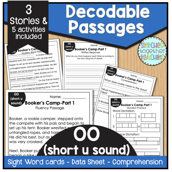 Vowel Team OO Short U Sound Decodable Reading Passages using Orton ...