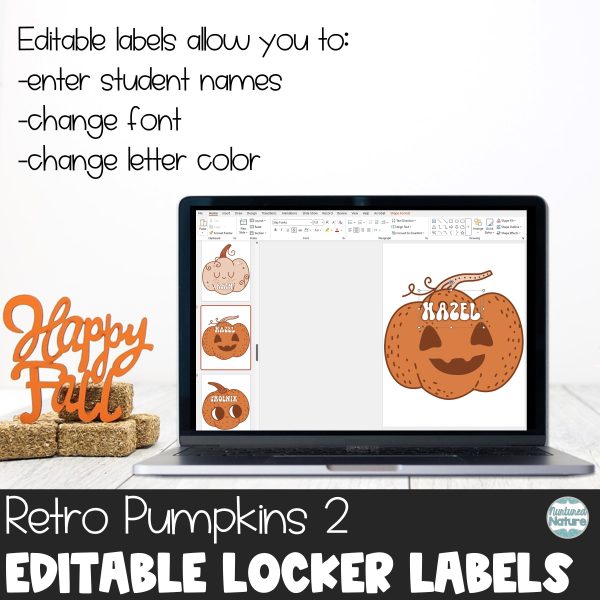 Fall Name Tags - Editable Locker Labels or Cubby Tags - Retro Pumpkins ...