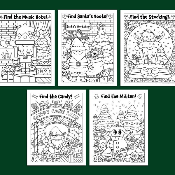 Christmas Seek and Find Coloring Pages | Hidden Picture Winter ...