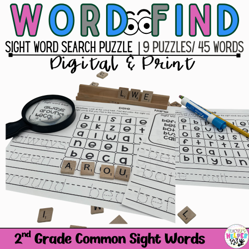 2nd Grade Sight Word Finder Puzzle | Word Builder | 9 Puzzles | Digital ...