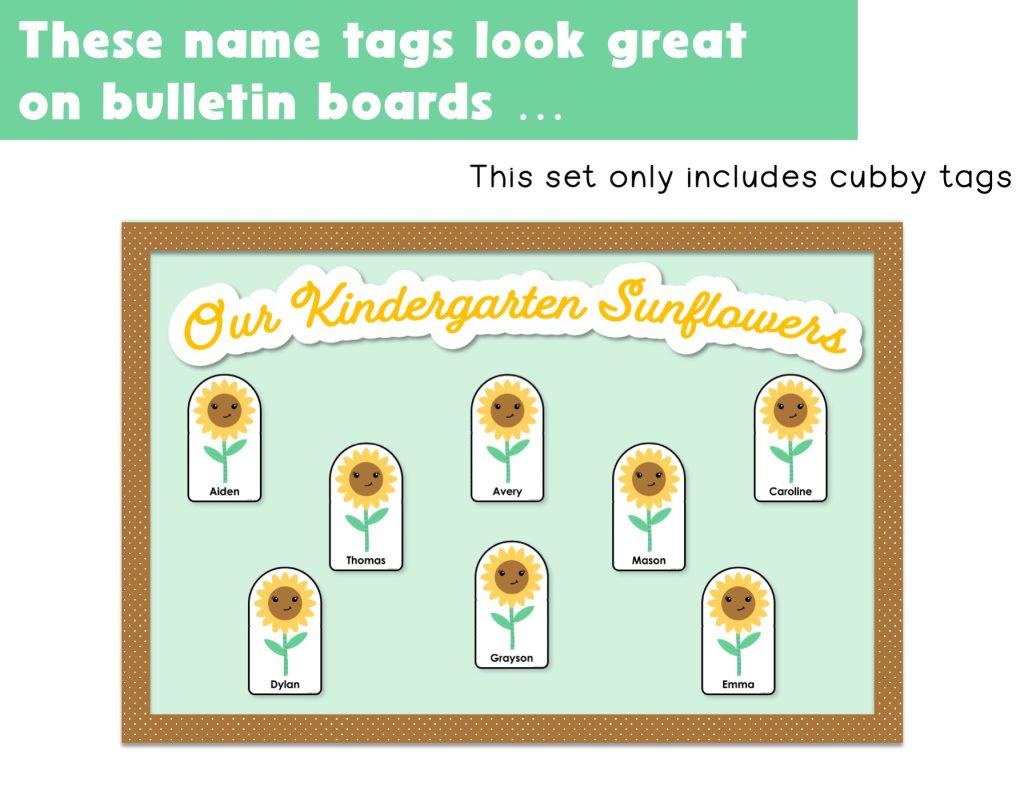Sunflowers Cubby Tags | Editable Classroom Name Tags, Labels & Locker ...