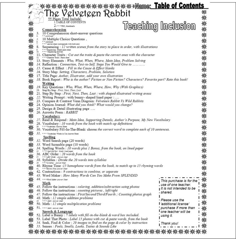 The Velveteen Rabbit Read Aloud Book Companion Reading Comprehension ...