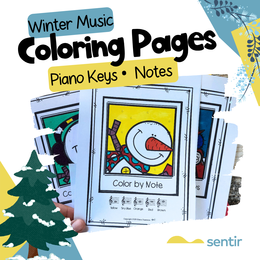 Winter Music Coloring Pages | Snowman Color by Note & Piano Keys ...
