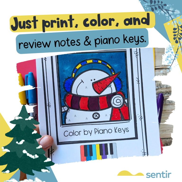 Winter Music Coloring Pages | Snowman Color by Note & Piano Keys ...